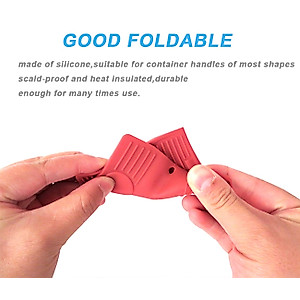 AYWFEY 4 Pieces Silicone Hot Handle Holder, Non Slip Pot Handle Covers Sleeve Heat Resistant Cast Iron Handle Cover Cookware Handle, for Cast Iron Skillet Pan (Black, Red)