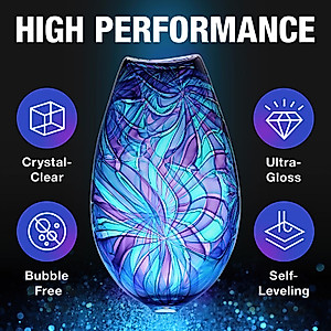 JTDO Epoxy Resin - Crystal Clear Epoxy Resin Kit, Self-Leveling, Bubbles Free, UV Resistant, Epoxy Resin for DIY Art, Jewelry, Table, Countertop, 1:1 Mix (1 Gallon)