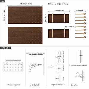 XAOMLP Wooden Pegboard Modular Display Organization Storage Wall Hooks Shelf(Color：Walnut)