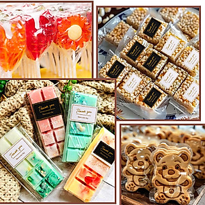 Mity rain 150 Pcs Knafeh Pistachio Chocolate Bar Wrappers Packaging with 150pcs Thank You Stickers, Clear Self Sealing Cellophane Bags for Candy Bar, Cookies, Treat, Party Favor