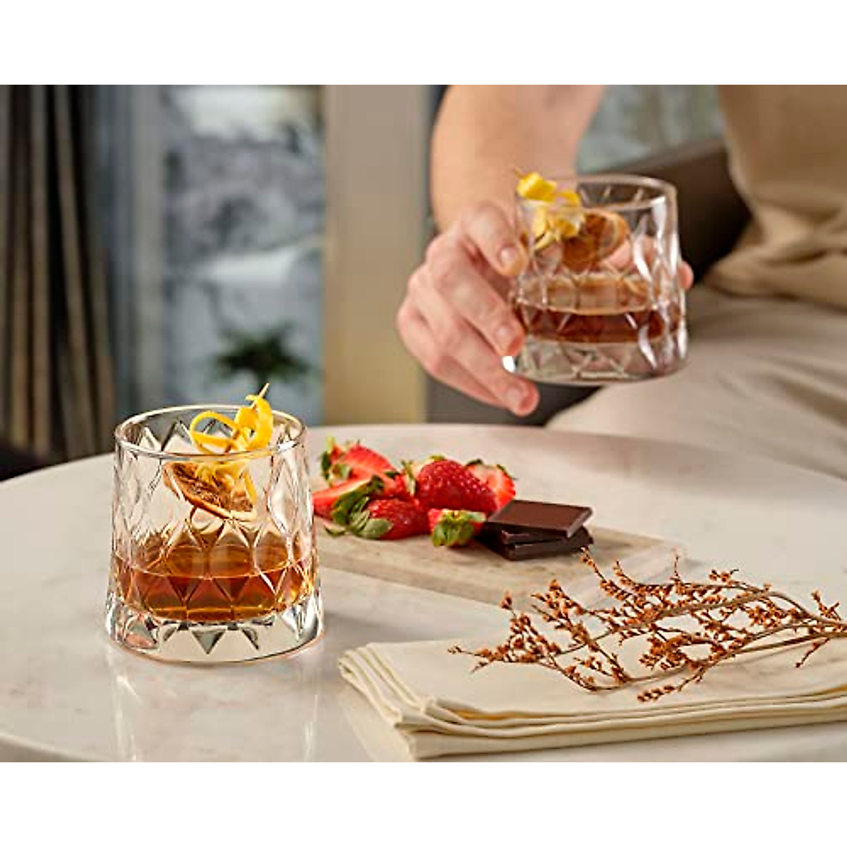Pasabahce Premium Whiskey Glasses Set Of 4 - Exclusive Cocktail, Scotch, Bourbon, Liquor, Rum Glasses - Old Fashioned Glasses - 10.25 Oz Drinking Glasses - Perfect for Parties, Gifts