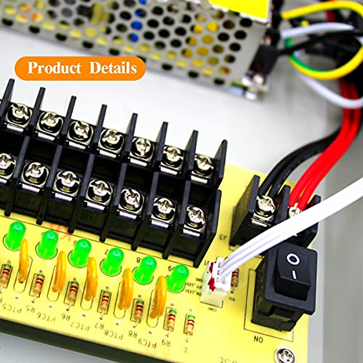 WEILAILIFE CCTV Power Supply Box, 9 Channel 12V 5A DC Distributed Power Supply Box, AC Plug Cord & Key Lock, Output AC to DC for Security Camera System, DVRs, IP Cameras, CCTV Cameras