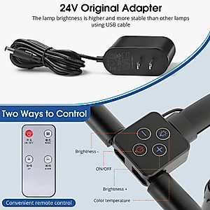 Zrfmib LED Desk Lamp, 24W Double Head Desk Lamp with Clamp, Modern Eye Caring Architect lamp with 5 Color Modes and 5 Dimmable, for Workbench, Monitor, Reading, Home Office