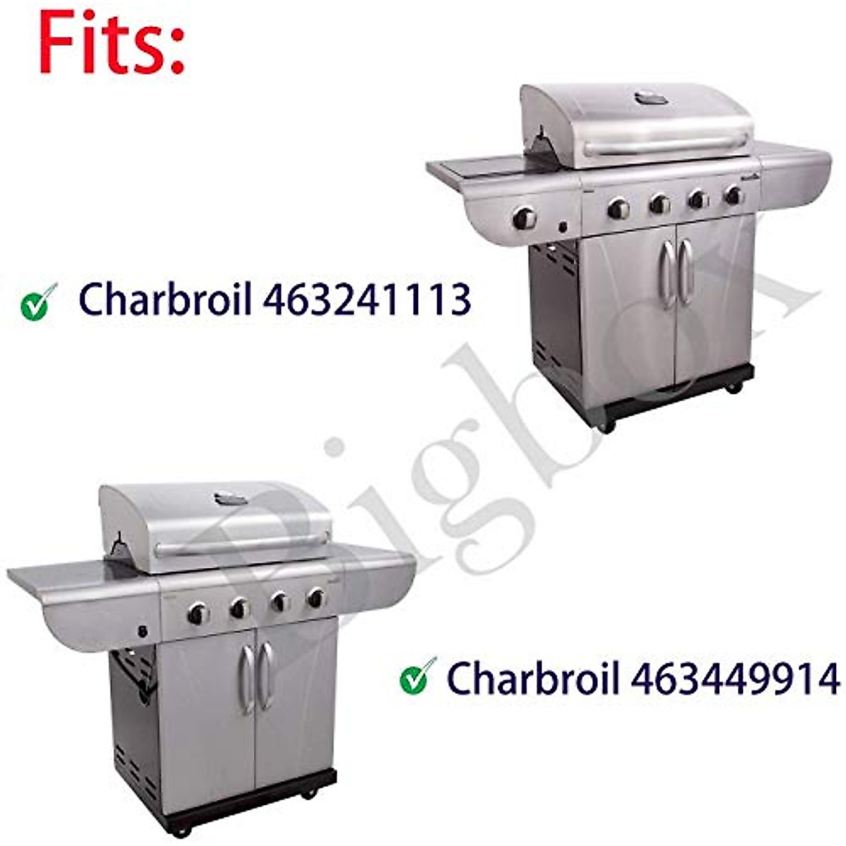 Adviace Grill Replacement Parts for Charbroil 463449914, 463241113 Gas Grills, Pipe Burner Tube, Heat Plate Tent Shield, Crossover Tube, Grill Igniter for CharBroil Commercial 4-Burner Gas Grills