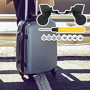 RDEXP Black Wheel Dia 1.92inches Left & Right Luggage Wheels with Screws Replacement Part Set of 2