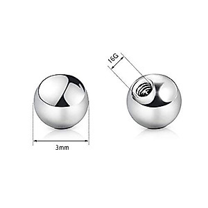VCMART 20 Pcs Universal Piercing Jewelry Replacement Balls, 16G