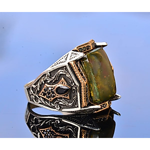 Genuine Bloodstone Gemstone Ring, 11.15 Carat, Sterling Silver Ring, Unique Custom Ring