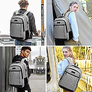 QINOL Travel Laptop Backpack, Business Anti Theft Durable Laptop Backpack with USB Charging Port, Water Resistant College Bag Computer Bag Gifts for Men Women Fits 15.6 Inch Notebook