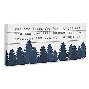 Stupell Industries You Are Loved For The Precious Son You Are Navy Blue Forest Canvas Wall Art Design By Artist Daphne Polselli