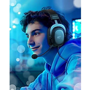 havit H2002d Gaming Headsets for PS4,PC, 50MM Drivers Surround Sound PS5 Headset with Mic Gaming Headphones with Mic Durable Aluminum Frame Valentines Gifts for Men
