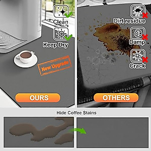 Dish Drying Mats for Kitchen Counter Coffee Mat Under Sink Mats for Kitchen Waterproof Dish Mat Drying Kitchen Mat Bar Mats for Countertop Coffee Bar Accessories (Deep Gray, 11.81"*15.75")
