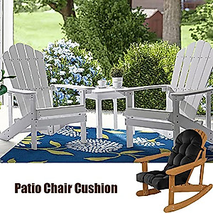 Rocking Chair Cushion Pad, Water Resistant Patio Chair Cushion for Adirondack Chair High Back Indoor Outdoor Soft Thickened Patio Chaise Lounger Cushion Overstuffed Patio Chair Cushion (Black)
