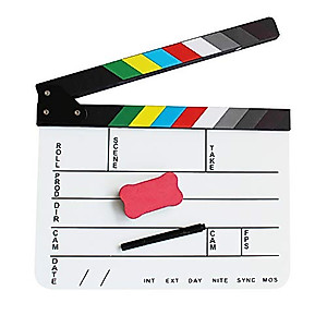 Coolbuy112 Acrylic Film Directors Clapboard, Hollywood Filming Slate Movie Clapboard Decoration Larger Scene Clapper Board with a Magnetic Blackboard Eraser and Two Custom Pens