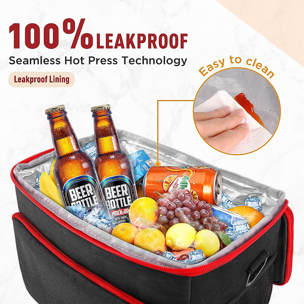 EASYFUN Adult Lunch Box for Men & Women Insulated Large Lunch Bag with Adjustable Shoulder Strap, Leak Proof Reusable Lunch Cooler Tote Bag