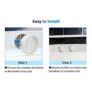 Washable Hose Pre-filter for Portable Air Conditioner, Perfect Fit, 5’’ Diamiter 2 Pack White