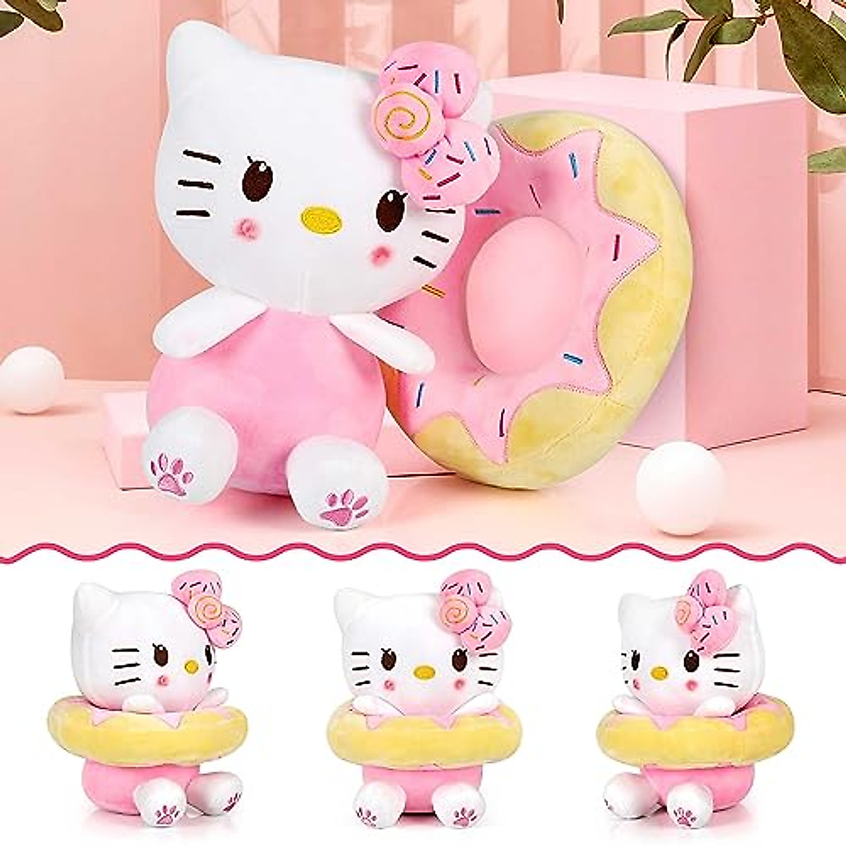 12inch Donut Cat Plush Toys Kitty Doughnut Stuffed Animal, Soft Cute Kawaii Cat Kitten Plushie for Girls