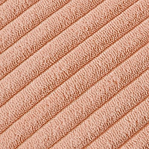 Fancy Homi Pack of 2 Peach Decorative Throw Pillow Covers 18x18 Inch with Pom-poms for Couch Bed Living Room Bedroom, Farmhouse Boho Home Decor, Soft Coral Corduroy Solid Square Cushion Case 45x45 cm