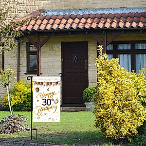 RoadSea Happy 30th Birthday Garden Flag - Adult Girl Boy Thirty Years Old Birthday Yard Lawn Sign - 30th Birthday Party Garden Banner Indoor Outdoor Decoration Supplies - Double Sided 12" x 20" (30th)