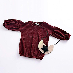 GRNSHTS Baby Girls Loose Long Lantern Sleeve Knit Sweater (A Wine, 18-24 Months)