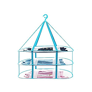 JWCBDY Large Size Sweater Hanging Dryer, 3 Tier Folding Drying Rack, Lay Flat to Dry Mesh Clothes Hanger for Sweater, Delicates and Swimsuit(30.3X24.4X30.7 in/1PCS)