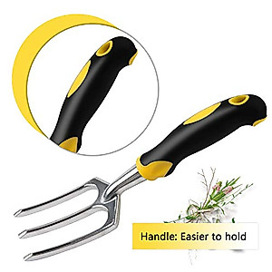 FEBSNOW Garden Tool Set - 5 Pieces Heavy Duty Gardening Hand Tools Kit Include Garden Trowel, Garden Rake, Spade Shovel, Weeder, Cultivator for Men, Women