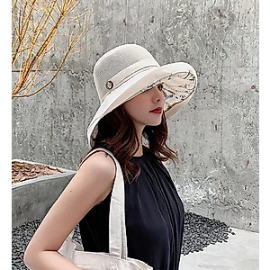 Women's Mesh Sun Hats Summer UV Protection Wide Brim Beach Fishing Cap (Beige)