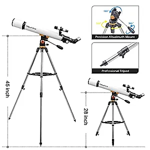 Hawkko Telescope, Telescopes for Adults Astronomy, 70mm Aperture 700mm, 210X Magnification, Telescope for Beginners with Finderscope and Stainless Steel Tripod to Viewing Planets and Stars