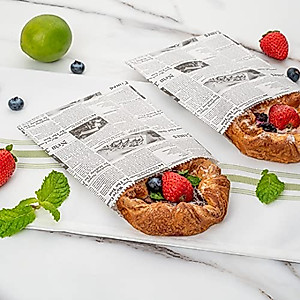 Restaurantware-Bag Tek 7 x 5 Inch Sandwich Bags, 100 Greaseproof Bakery Bags - Microwavable, Disposable, Newsprint Paper Lunch Bags, For Cookes, Sandwiches, Candies, Fries, And Bread,