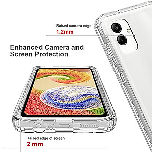 Dzxouui for Samsung Galaxy A04 Case, Samsung Galaxy A02 Case, Cute Crystal TPU Bumper Shockproof Protective Phone Case Cover with [2 Pack] Screen Protector, Clear