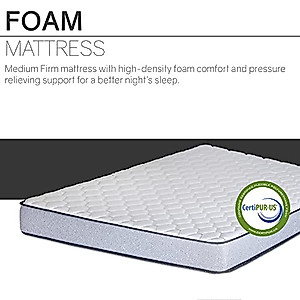Wayton, Foam Mattress 5-Inch Medium Firm Tight top High Density Foam Mattrress, Full XL, White