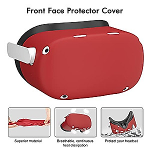 AIXOTO Accessories for Oculus Quest 2, All-in-one Set for Quest 2, Controller Grips Cover Quest 2 Silicone Face Cover Lens Protective Cover VR Shell Cover with Disposable Eye Cover (Wine Red)