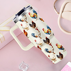 Gooddooes Chicken Lady Gifts,40oz Womens Tumbler with Handle,Chicken Lady Tumbler,Funny Chickens Cups Gift for Chickens Lovers Mom Women Wife Gifts for Mothers Day Birthday Christmas Valentines