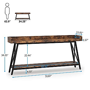 Tribesigns 70.9 inch Extra Long Console Table Behind Couch, Rustic Industrial Sofa Table for Living Room, Narrow Entryway Hallway Long Bar Table