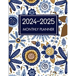 2024-2025 Monthly Planner Pro: 8.5x11" Large Size Monthly Life Planner to Increase Productivity, Time Management and Hit Your Goals (Blue Floral Design)