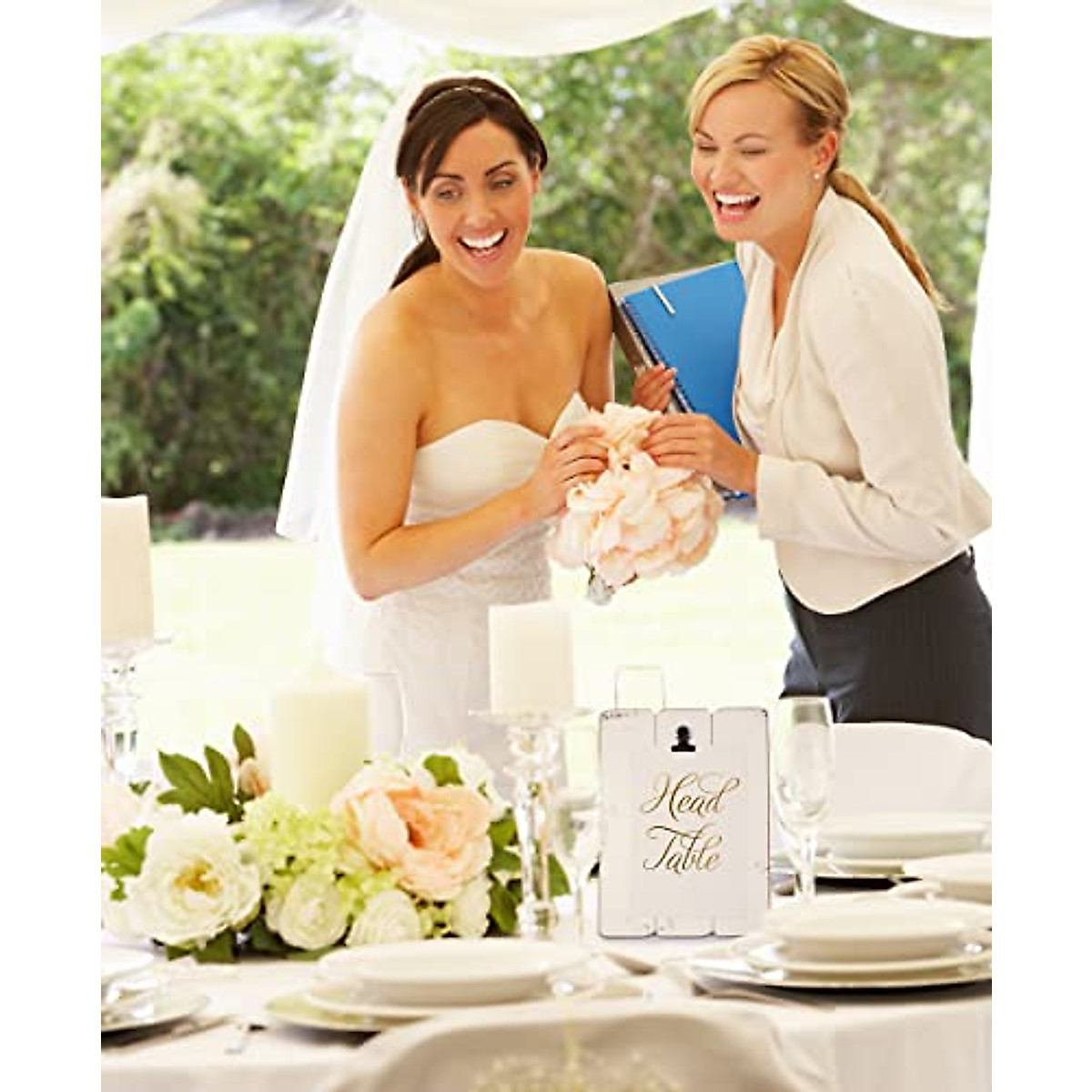 Gorgeous Wedding Table Numbers - Elegant Double Sided Gold Foil Lettering with Head Table Card - 4 x 6 inches and Numbered 1-30 - Perfect for Weddings and Events