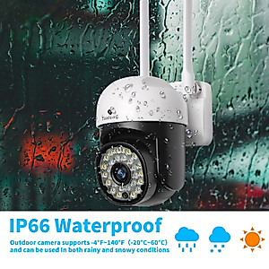 Taishixing Outdoor Security Camera 2PCS, 2.4G/5G WiFi HD Dome Surveillance Camera with Motion Detection, Alarm, Two-Way Audio, Full Color Night Vision, IP66 Waterproof, Free Cloud Storage