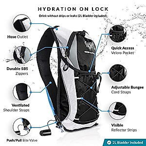 Water Buffalo Hydration Backpack - Hydration Pack Water Backpack with 2L Hydration Water Bladder - Hydropack Running Backpack 12L - The Essential Water Pack for Hiking, Running, Biking, Ski, and Raves