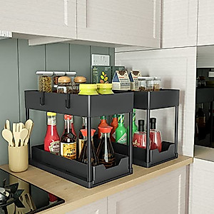 DEKAVA Under Sink Organizer 2 Pack，Bathroom Cabinet Organizer，2 Tier Sliding Cabinet Basket Organizer Drawer, Multi-Purpose Bath Collection Baskets for Bathroom