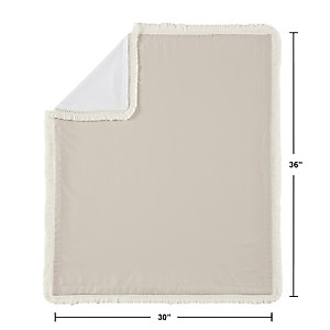Sweet Jojo Designs Boho Bohemian Boy Girl Blanket Receiving Security Swaddle for Newborn Toddler Nursery Car Seat Stroller Soft Minky - Solid Taupe Beige Ivory Cream Linen Farmhouse Shabby Chic Tassel