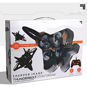 SHARPER IMAGE Thunderbolt Remote Control Stunt Drone, Standard Edition, 2.4 GHz Wireless Fighter Jet RC, Quadcopter with Assisted Landing, Small Plane for Kids and Beginners, Rechargeable