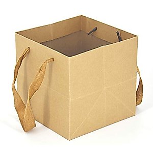 HUAPRINT Brown Paper Bags,Gift Bags with Handles,24 Pack Large Gift Bags,6x6x6inch, Heavy Duty Grocery Shopping Bag,Wedding Party Favor Bags,Square Size,Reusable,Retail Business Packaging Bags