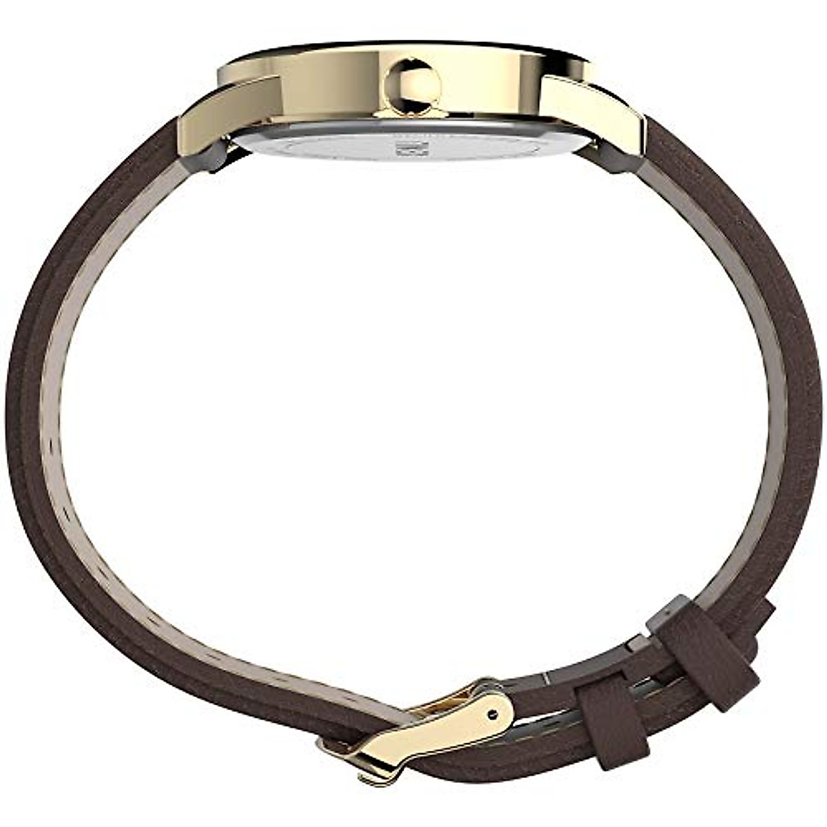 Timex Men's Easy Reader Bold 38mm Watch – Gold-Tone Case White Dial with Brown Leather Strap