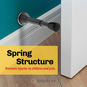 Greatim 5 Pack Telescoping Door Stopper, Door Stop, 3 to 4 Inch Adjustable Spring Door Stopper, Flexible Spring Door Stoppers (Black)