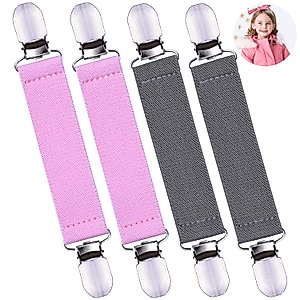 Wisdompro Mitten Clips, 4 Pieces Glove Clips with Elastic Strap for Toddlers, Kids, Adults - Gray and Pink