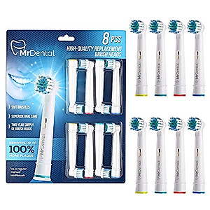 Mr. Dental Premium Oral-B Braun Compatible Replacement Toothbrush Heads 8 pack (2 year supply) for Superior Care, Soft Bristles.
