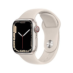 Apple Watch Series 7 (GPS + Cellular, 41mm) Starlight Aluminum Case with Starlight Sport Band, Regular (Renewed)
