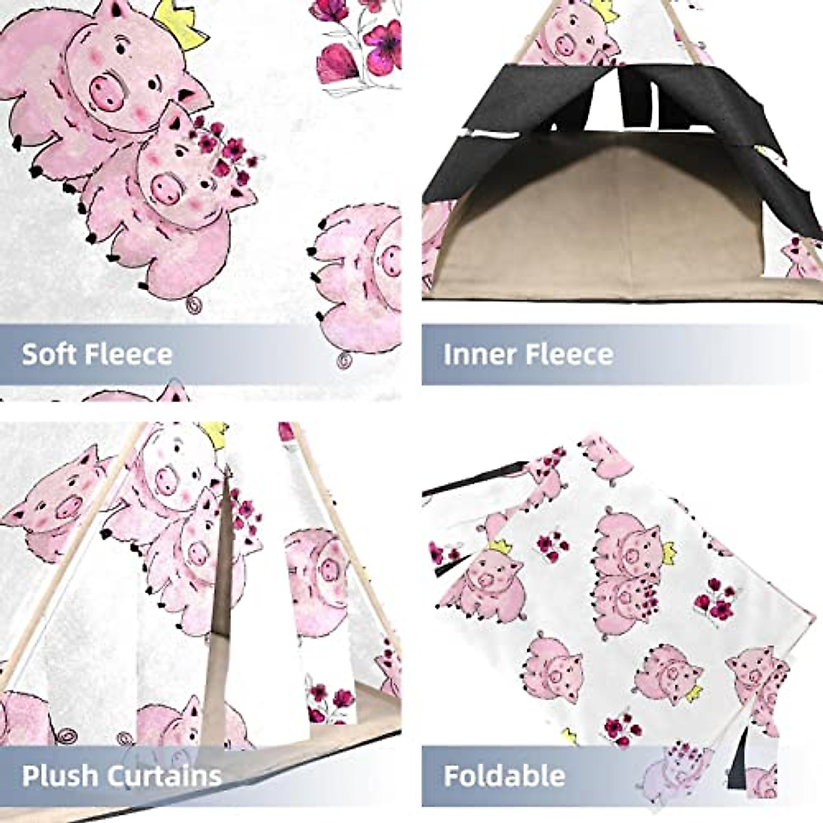 enheng Small Pet Hideout Cute Pigs Flowers Hamster House Guinea Pig Playhouse for Dwarf Rabbits Hedgehogs Chinchillas