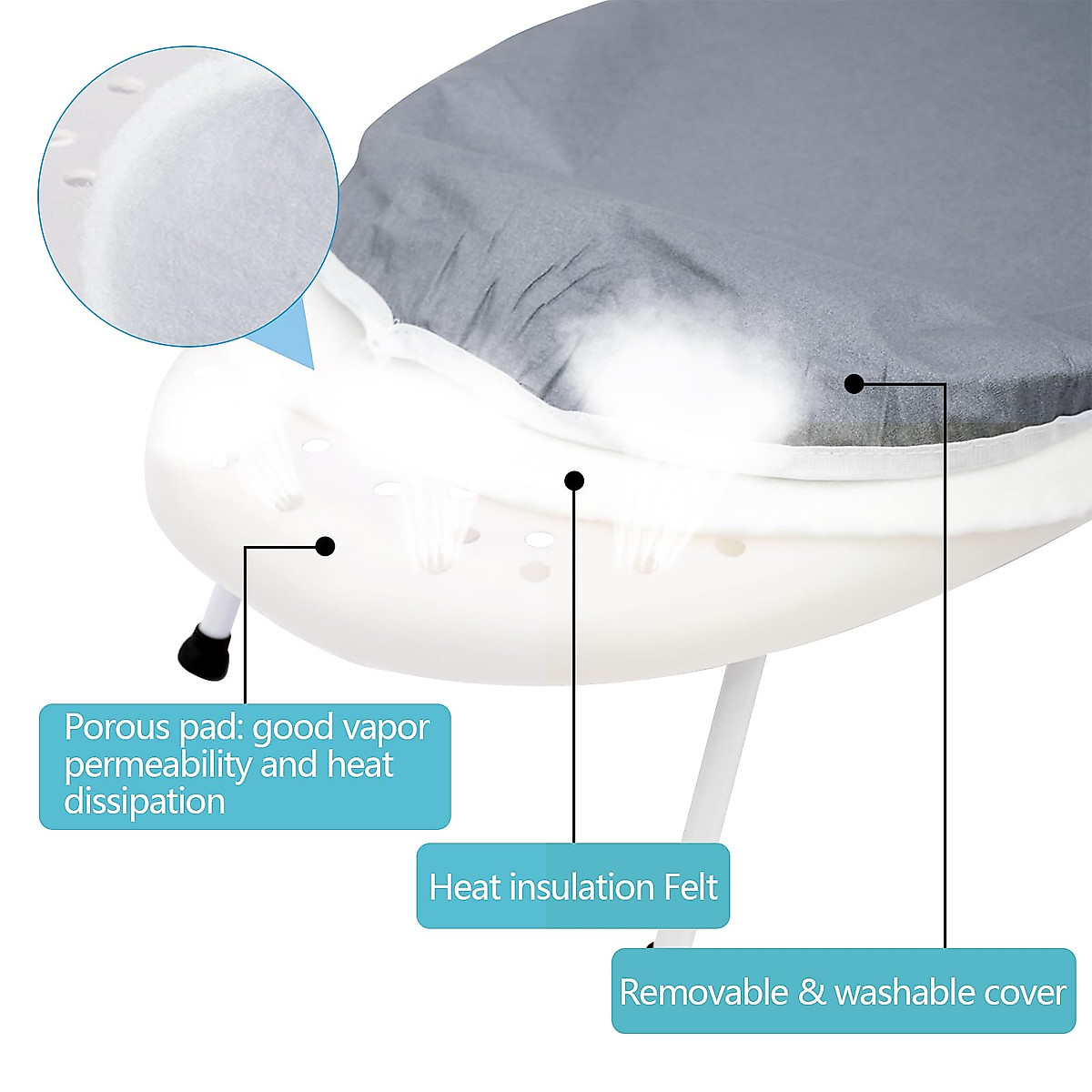 AKOZLIN Tabletop Ironing Board 23.6" L x 14''W x 7''H with Removable Sleeve Board - Folding Legs Cotton Cover Travel Countertop Iron Board