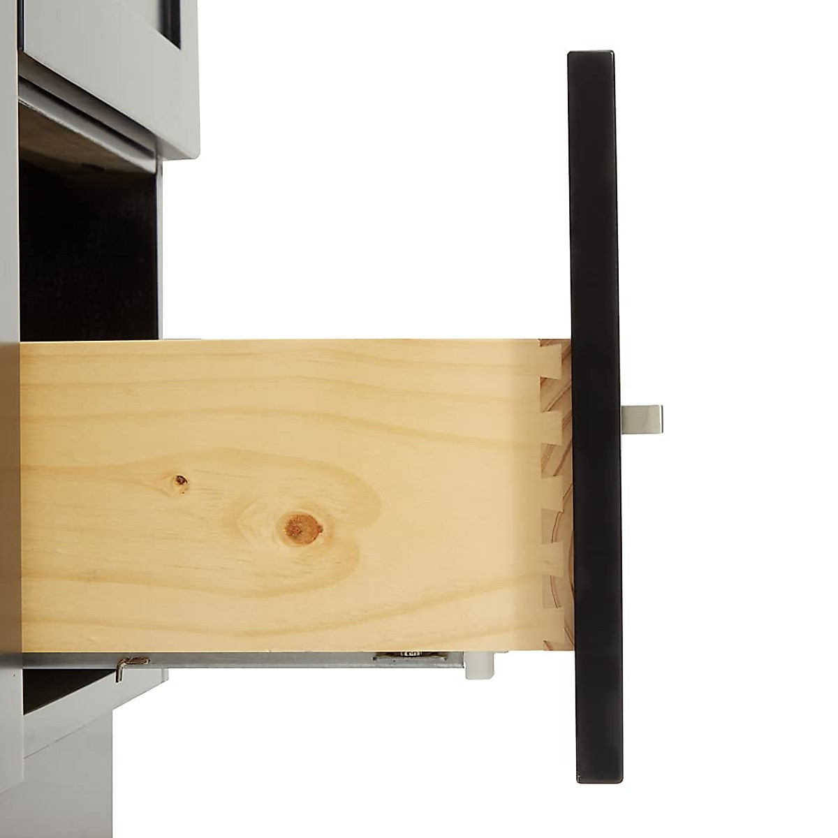 ARIEL 55" Inch Bathroom Vanity in White with 1.5" Inch Thick Edge White Quartz Countertop, 2 Soft Closing Doors & 4 Full Extension Dovetail Drawers, Built in Toe Kick, Satin Nickel, No Mirror (Black)