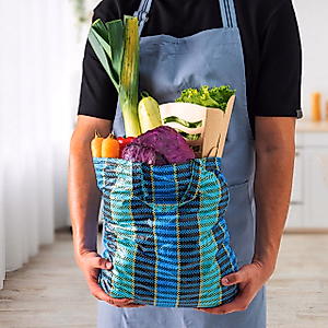 PRO&Family Ukraine Retro Reuseable Grocery Bags Shopping Cart Bags Foldable Reusable Shopping Bag Shopping Bag For Grocery (Blue, 5)